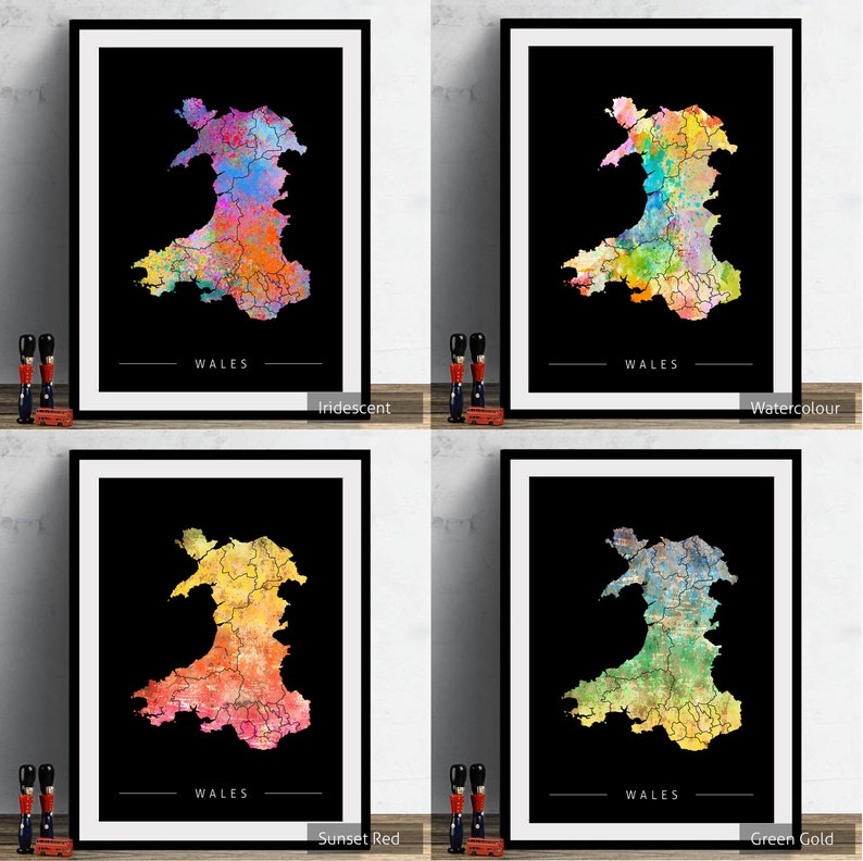 Wales Map Country Map of Wales Art Print Watercolor - Etsy UK