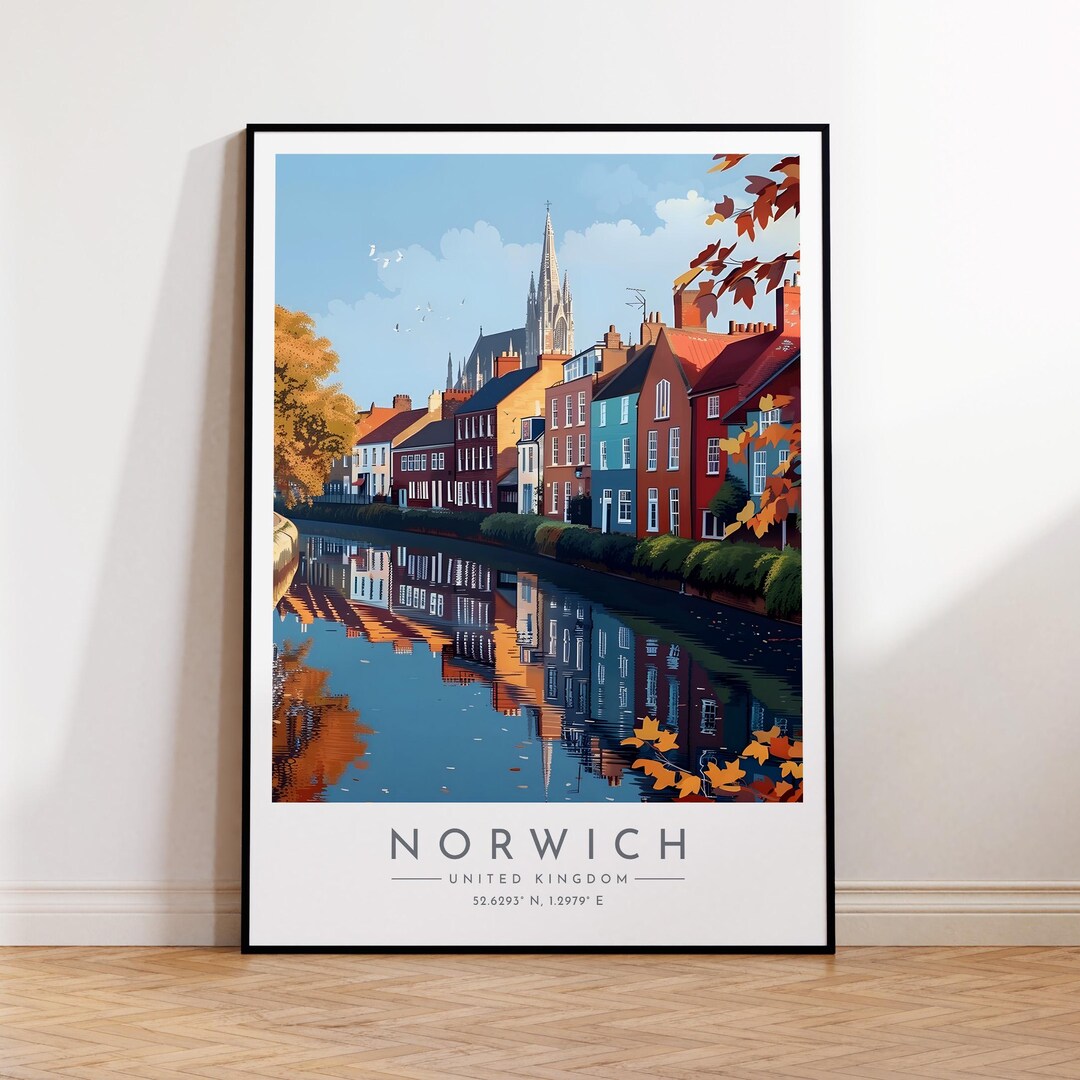 Norwich Travel Poster - England, Norwich Print, Home Decor, Print ...