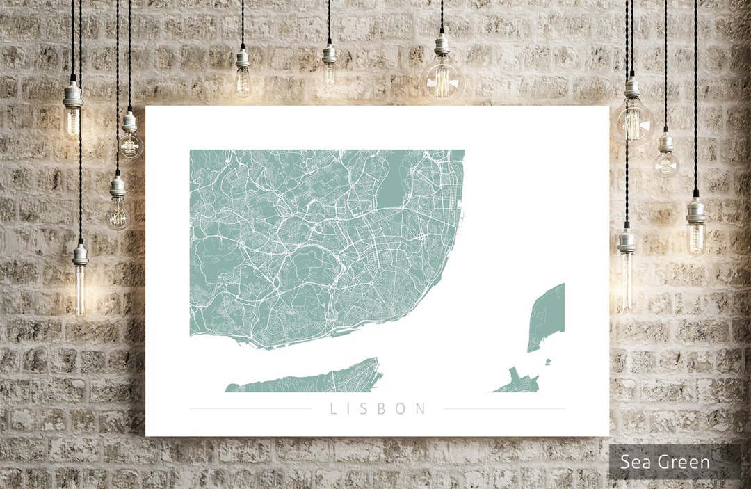 Lisbon Map - City Street Map of Lisbon, Portugal - Art Print Watercolor ...