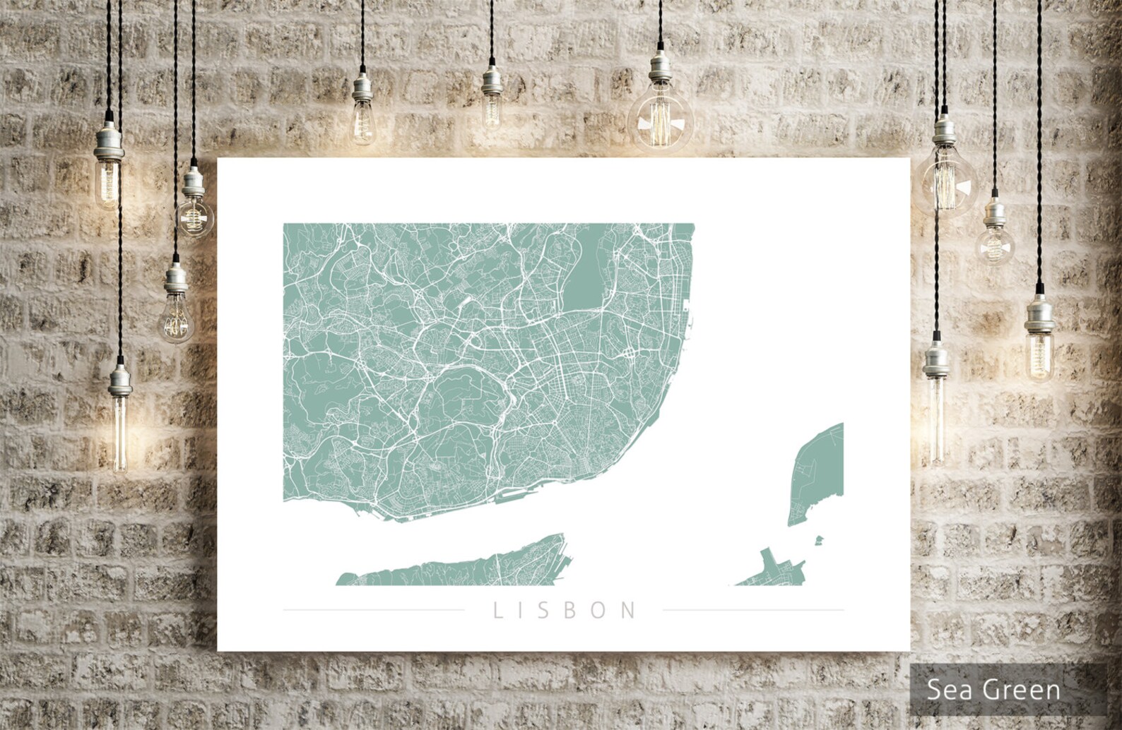 Lisbon Map - City Street Map of Lisbon, Portugal - Art Print Watercolor ...