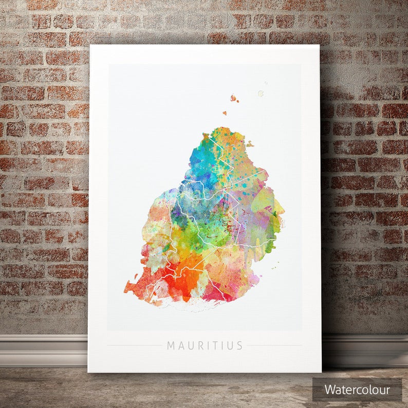 Mauritius Map Island Map of Mauritius Art Print Watercolor - Etsy