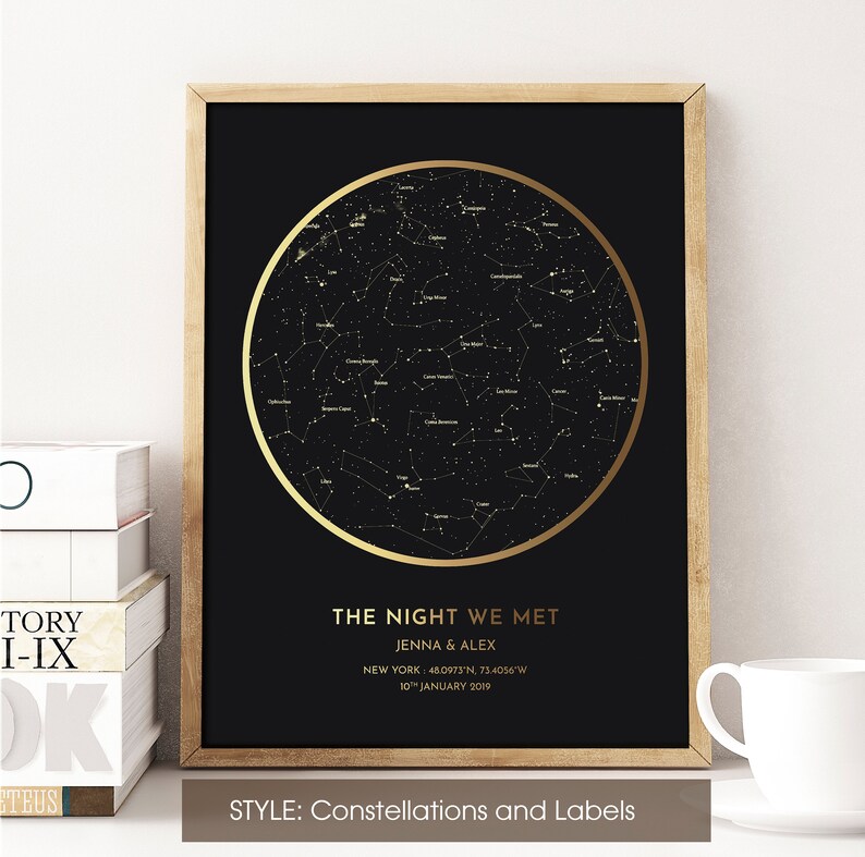 Star Chart, Custom Star Map by Date, Personalised Anniversary Gift ...