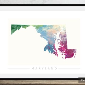 Maryland Map State Map of Maryland Art Print Watercolor - Etsy UK