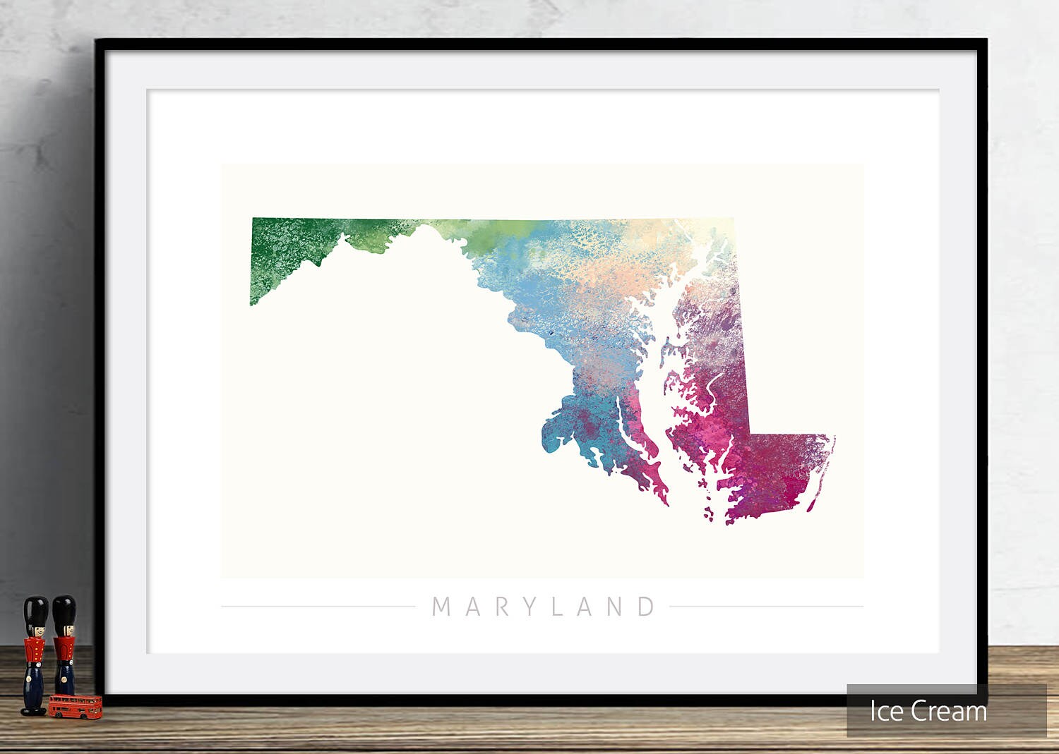 Maryland Map State Map of Maryland Art Print Watercolor | Etsy UK