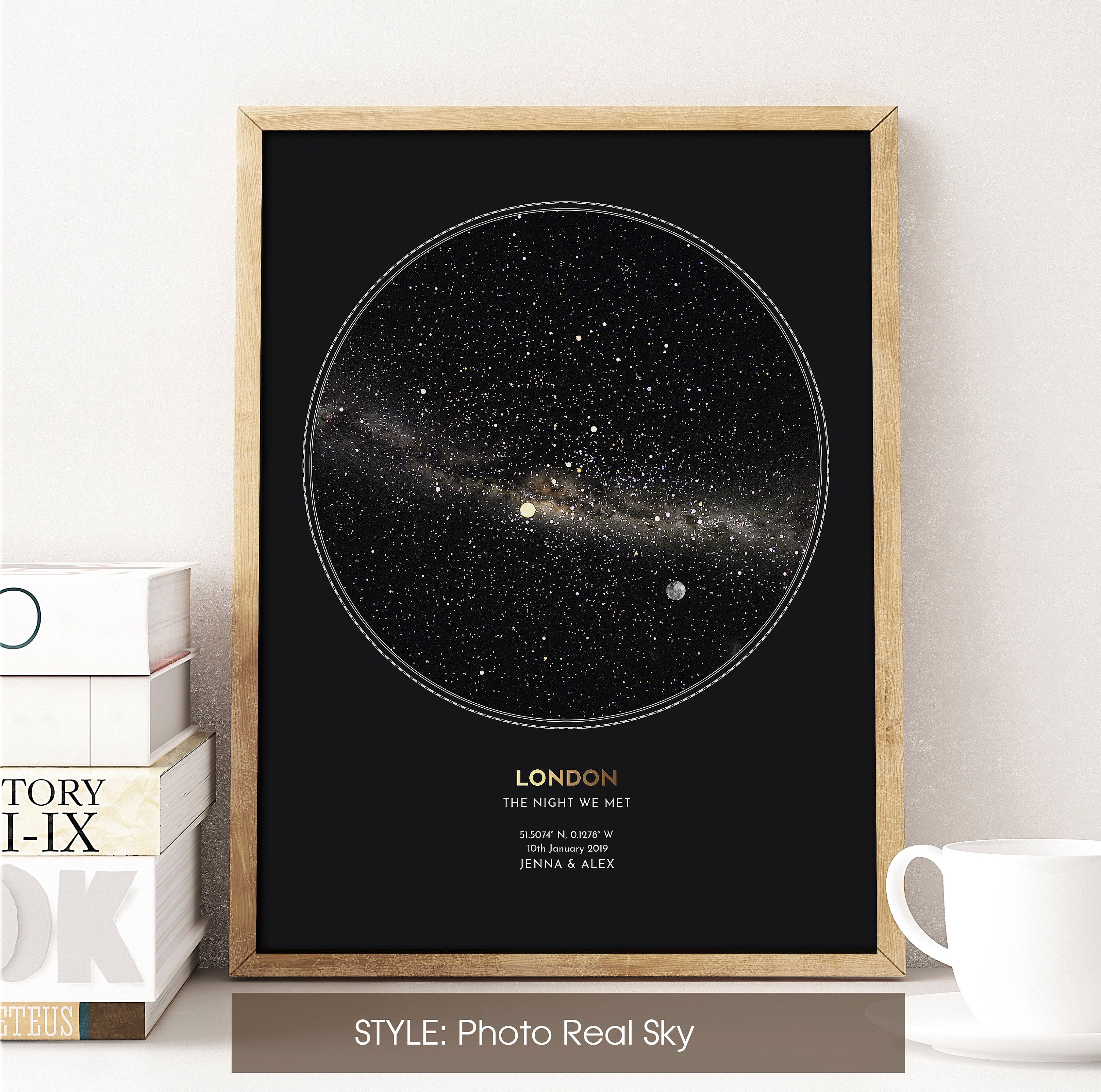 Custom Star Map NIGHT SKY on BLACK Personalised Star Map - Etsy