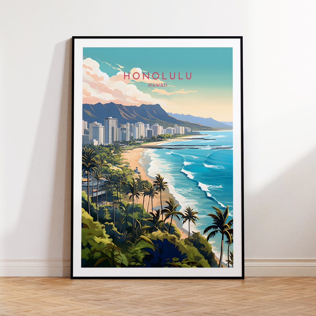 Honolulu Travel Print - Hawaii, Honolulu Poster, Home Decor, Gift Print ...
