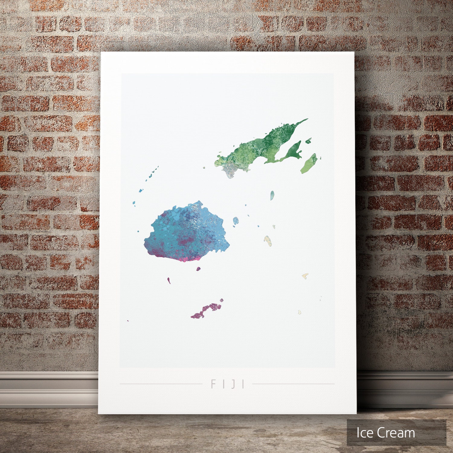 Fiji Map Country Map of Fiji Art Print Watercolor - Etsy