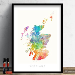Scotland Map - Country Map of Scotland - Art Print Watercolor ...