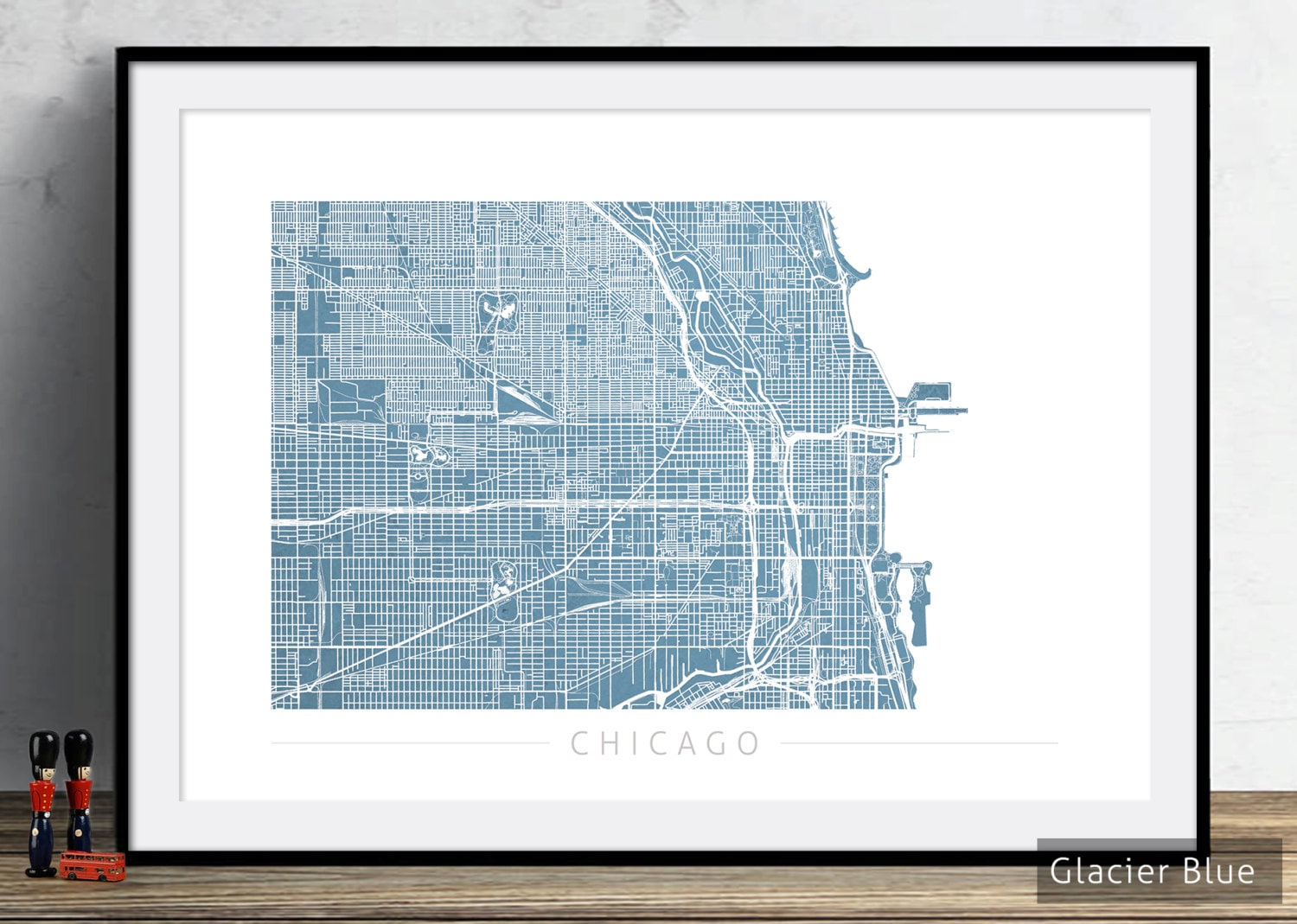 Chicago Map City Street Map of Chicago Illinois Art Print - Etsy