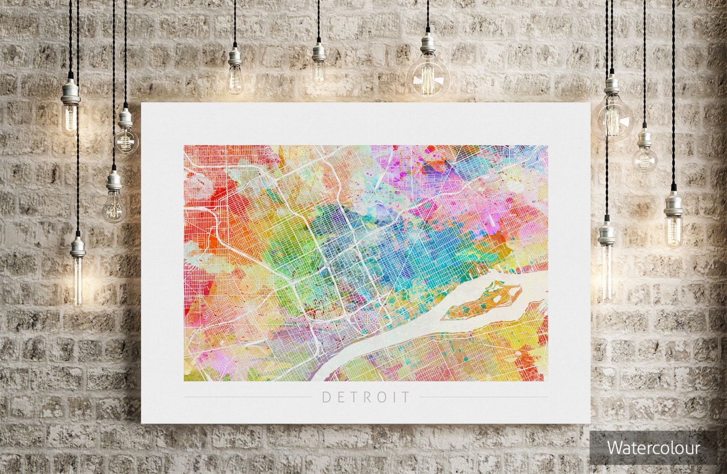 Detroit Map - City Street Map of Detroit, Michigan, USA - Art Print ...