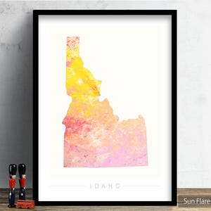 Idaho Map State Map of Idaho Art Print Watercolor - Etsy