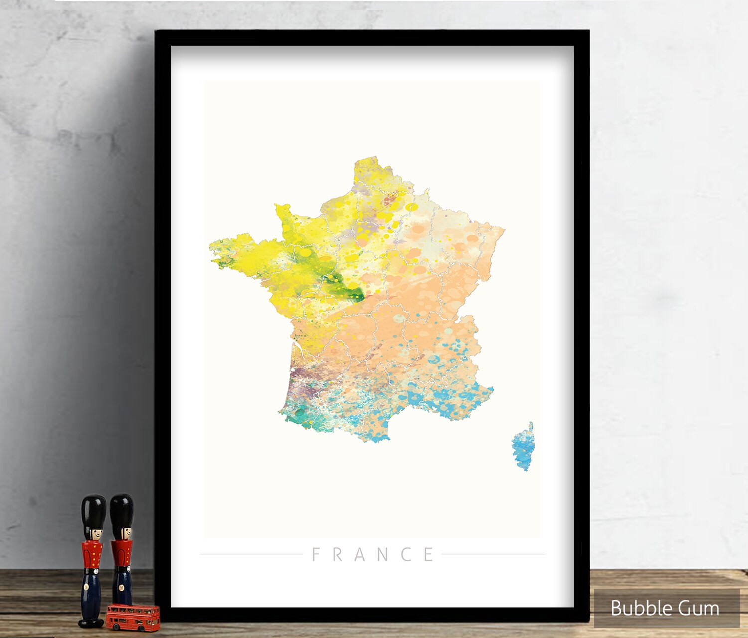France Map Country Map of France Art Print Watercolor - Etsy