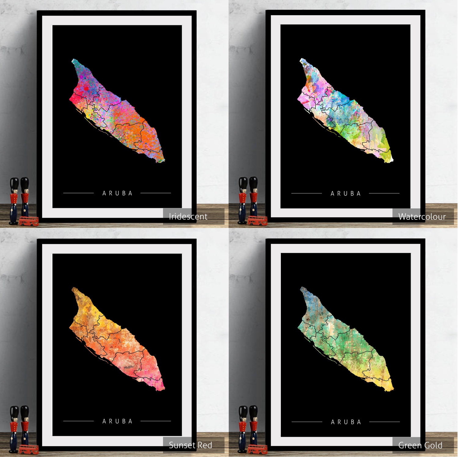 Aruba Map Country Map of Aruba Art Print Watercolor | Etsy