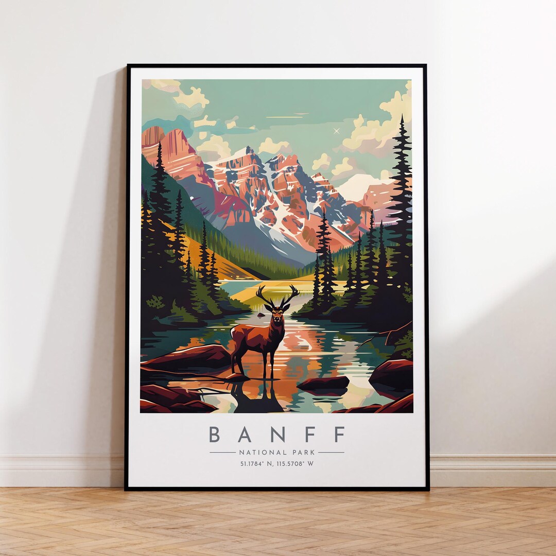 Banff Travel Poster - Canada, National Park, Banff Travel Print, Home ...