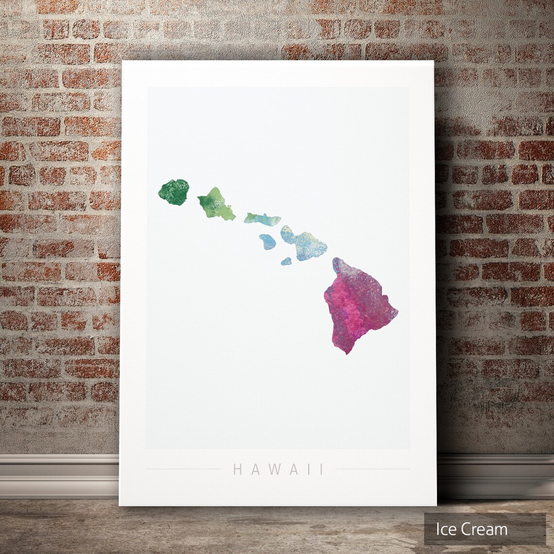 Hawaii Map Island Map of Hawaii Art Print Watercolor | Etsy