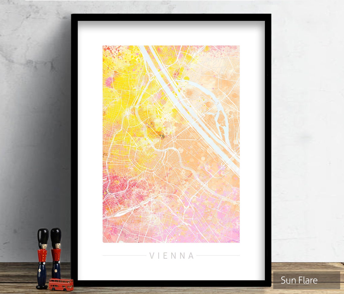 Vienna Map City Street Map of Vienna Austria Art Print - Etsy
