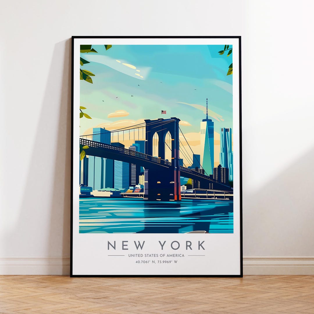 Brooklyn Bridge Travel Poster - New York Poster, Brooklyn Bridge Travel ...