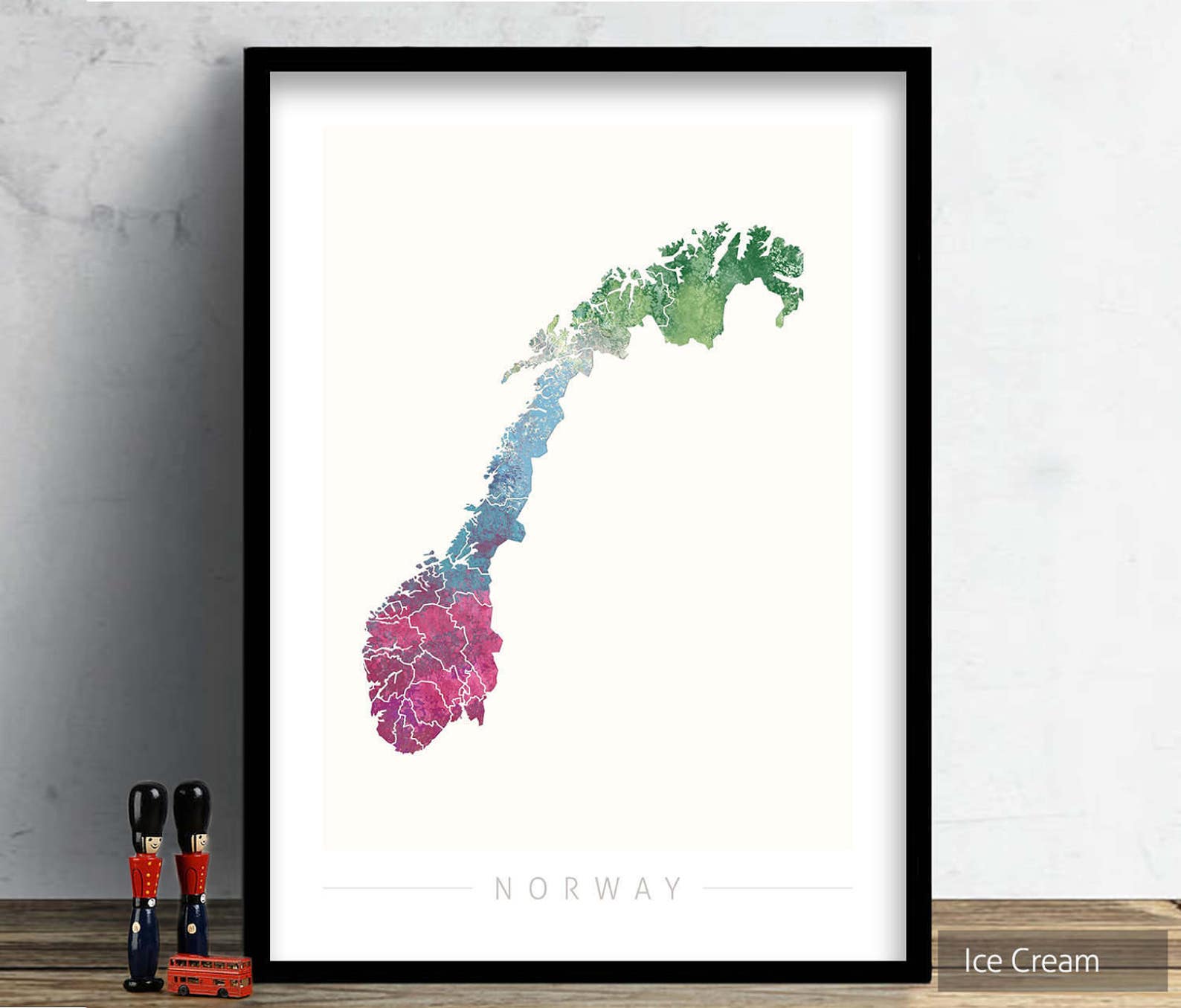 Norway Map Country Map of Norway Art Print Watercolor Illustration Wall ...