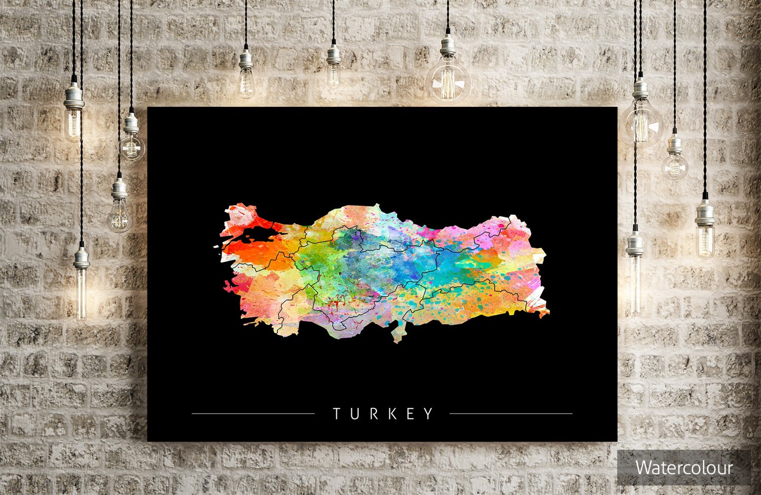 Turkey Map Country Map of Turkey Art Print Watercolor - Etsy