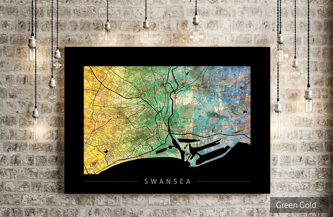 Swansea Map City Street Map of Swansea England Art Print - Etsy