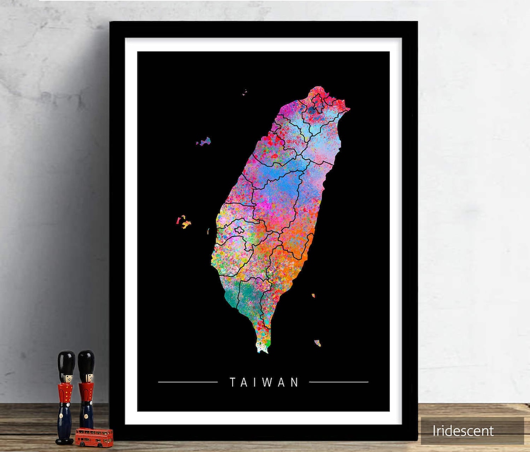 Taiwan Map - Country Map of Taiwan - Art Print Watercolor Illustration ...