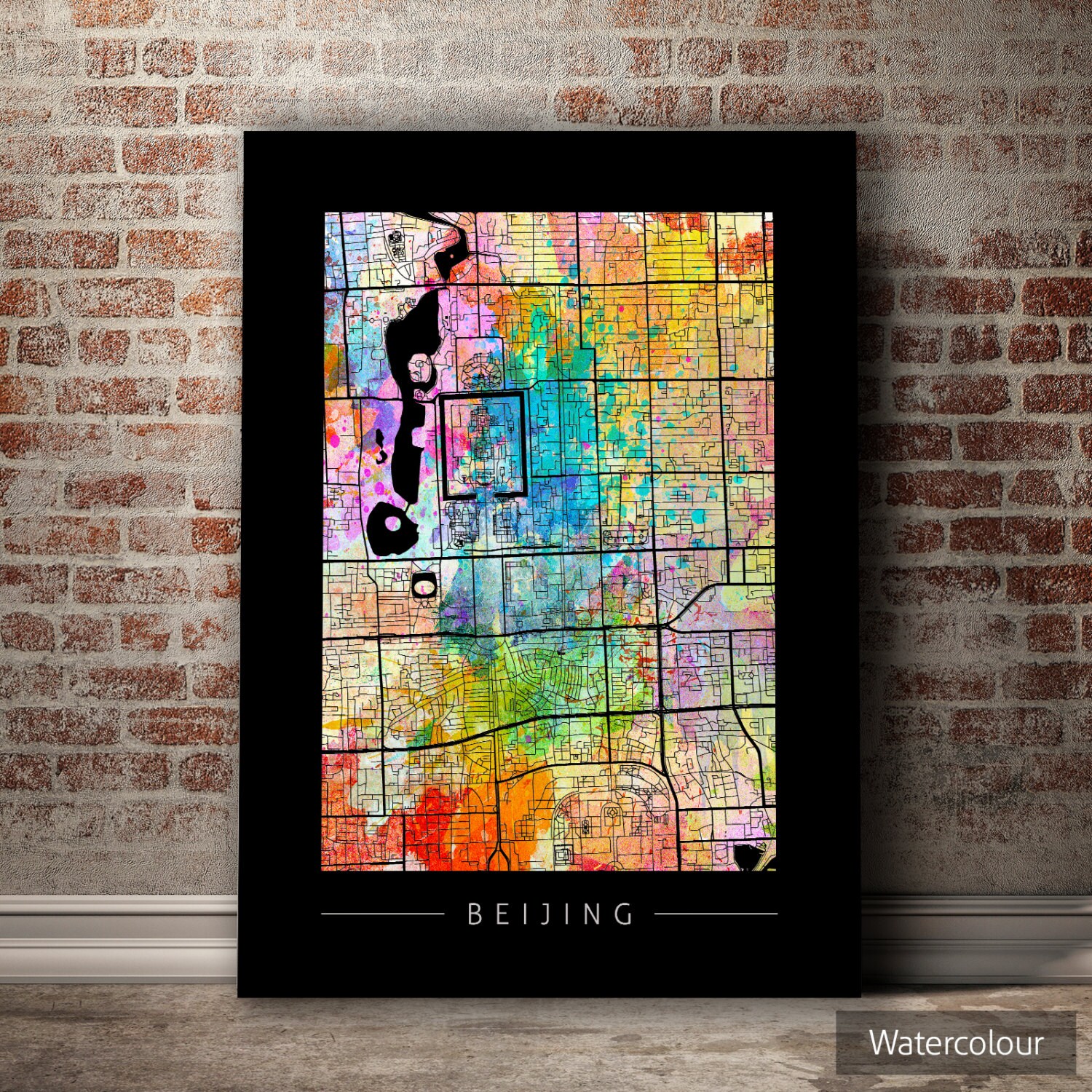 Beijing Map - City Street Map of Beijing, China - Art Print Watercolor ...