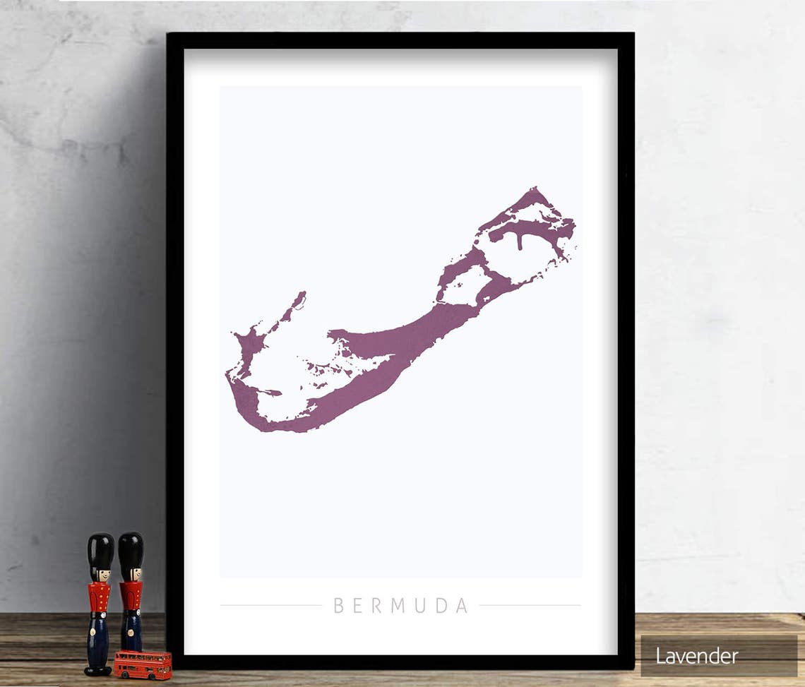 Bermuda Map Island Map of Bermuda Art Print Watercolor - Etsy