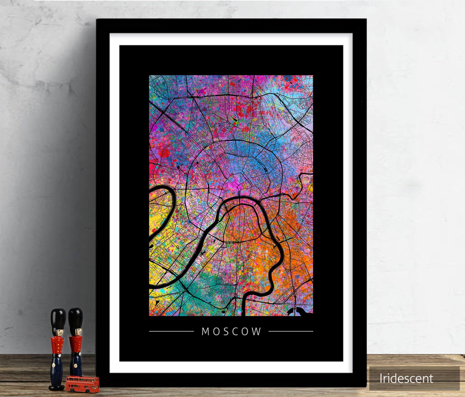 Moscow Map - City Street Map of Moscow, Russia - Art Print Watercolor ...