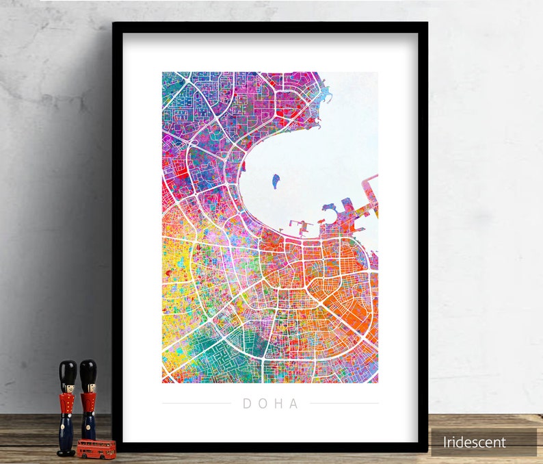 Doha Map City Street Map of Doha Qatar Art Print - Etsy UK
