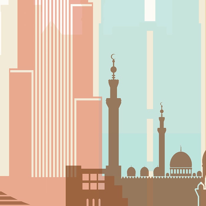 Dubai Skyline, Print, Watercolor Print, Dubai Wall Art, UAE, Abu Dhabi ...