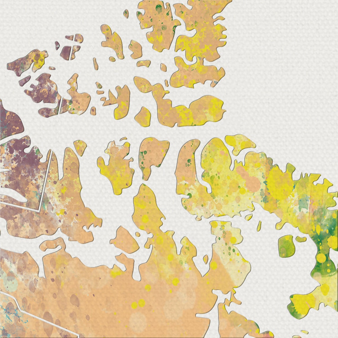 Canada Map Country Map of Canada Art Print Watercolor | Etsy