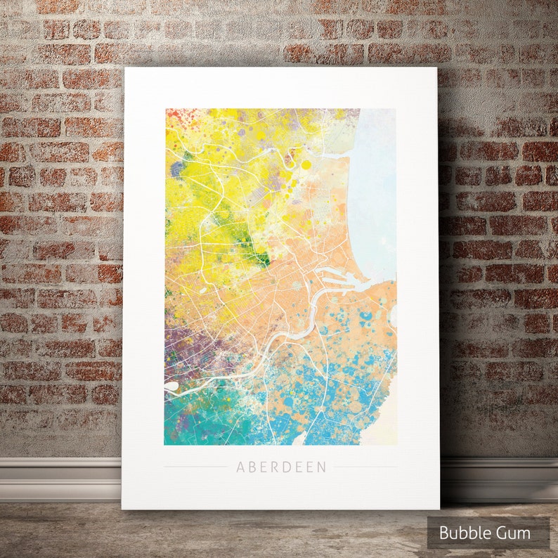Aberdeen Map - City Street Map of Aberdeen Scotland - Art Print ...