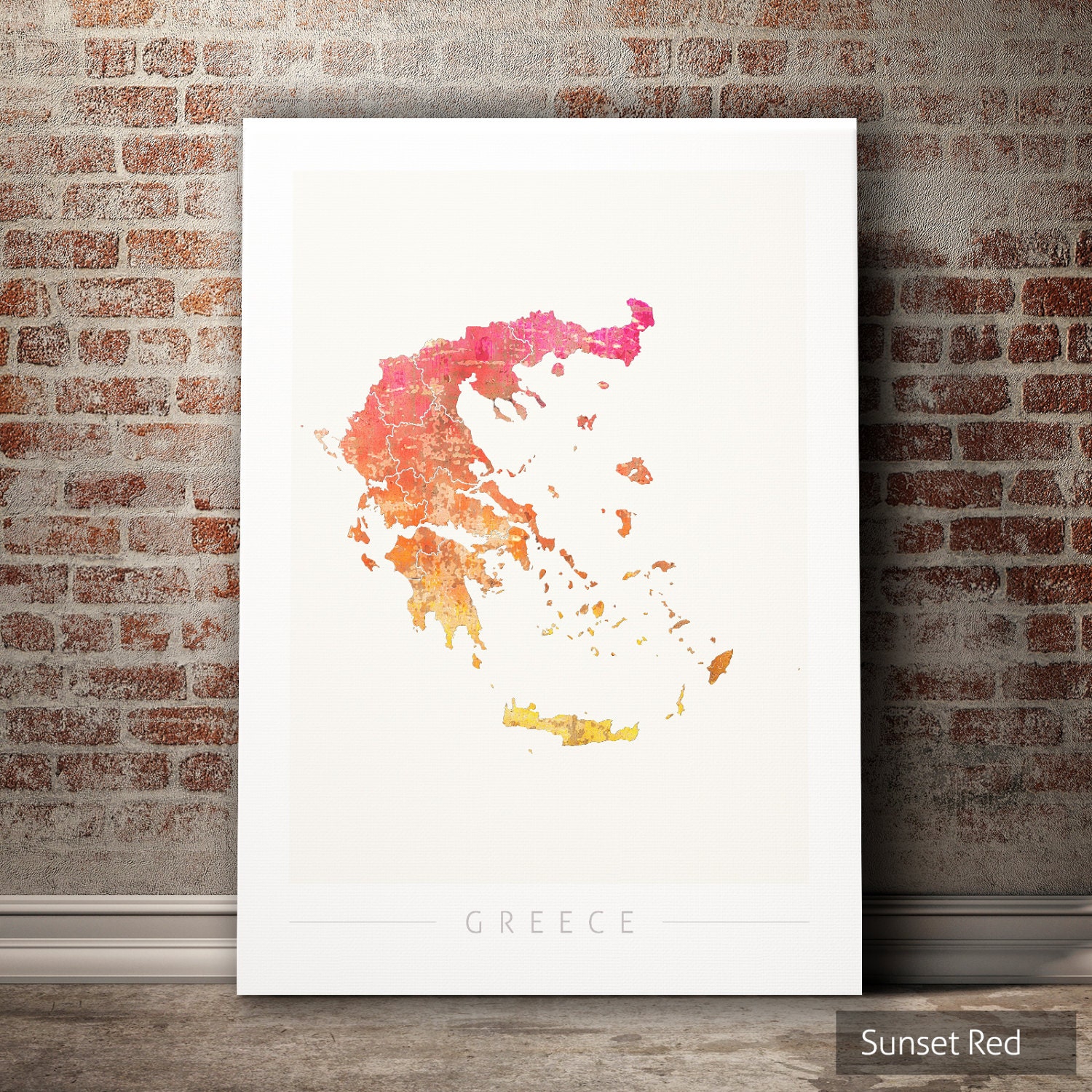 Greece Map Country Map of Greece Art Print Watercolor | Etsy