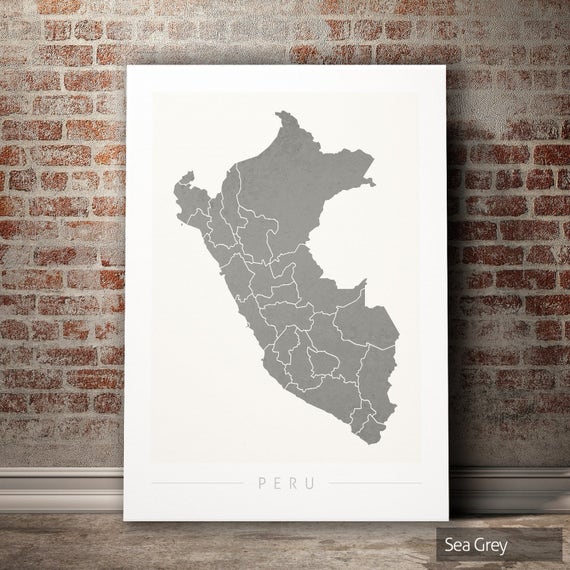 Peru Map Country Map of Peru Art Print Watercolor | Etsy