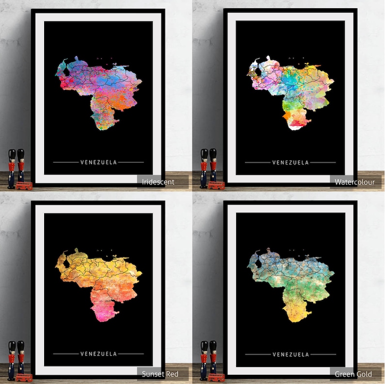 Venezuela Map Country Map of Venezuela Art Print | Etsy
