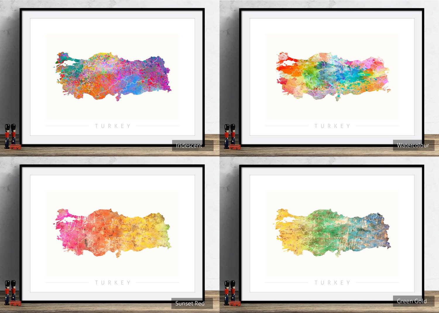 Turkey Map Country Map of Turkey Art Print Watercolor - Etsy