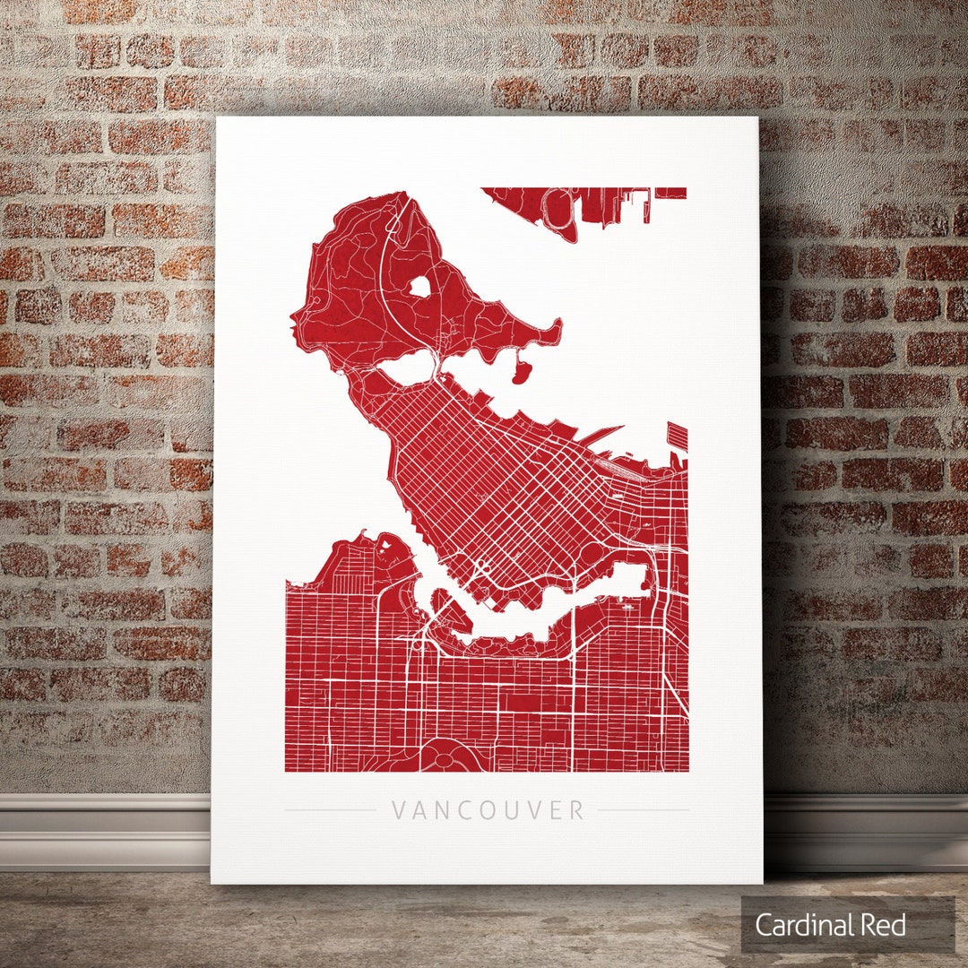 Vancouver Map - City Street Map of Vancouver, Canada - Art Print ...