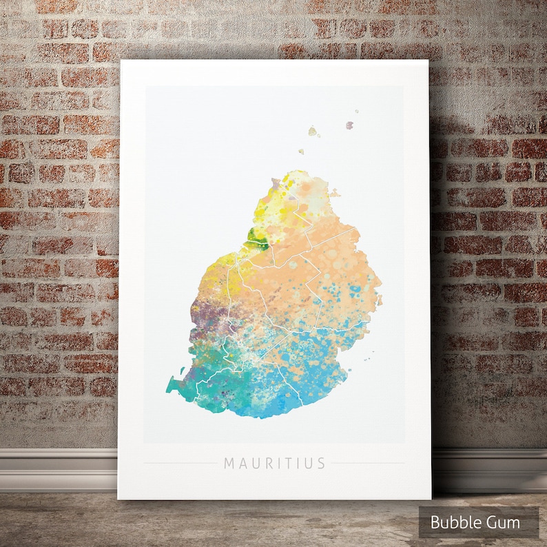 Mauritius Map Island Map of Mauritius Art Print Watercolor - Etsy