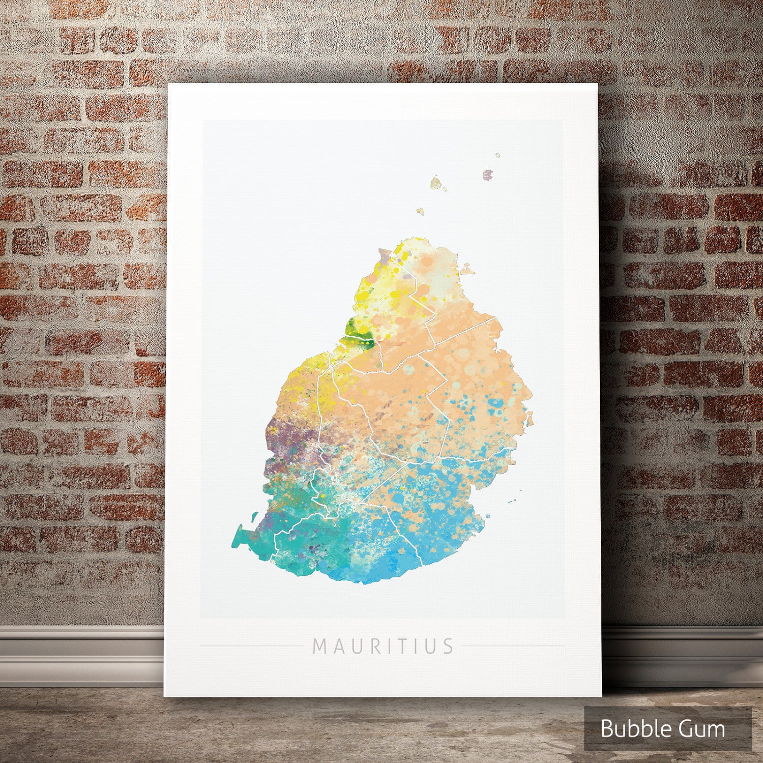 Mauritius Map Island Map of Mauritius Art Print Watercolor | Etsy