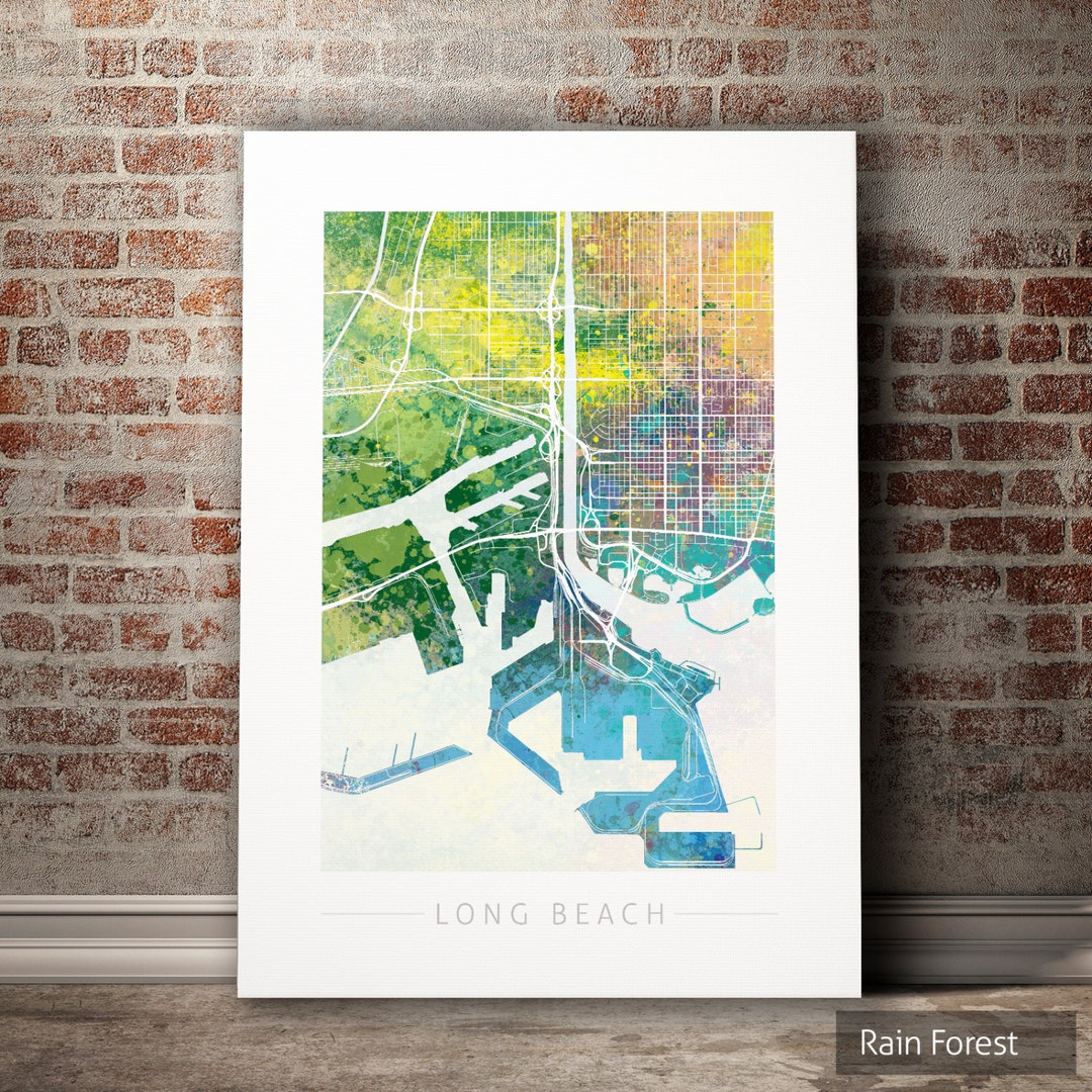 Long Beach Map - City Street Map of Long Beach, California Art Print ...