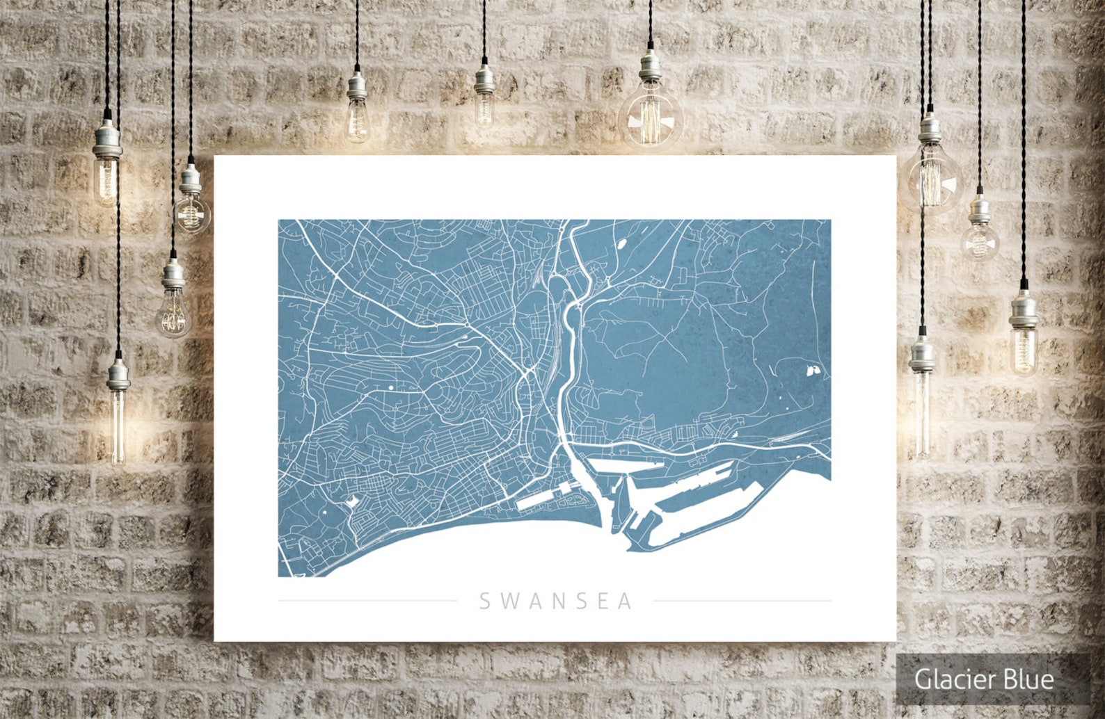 Swansea Map City Street Map of Swansea England UK Art | Etsy