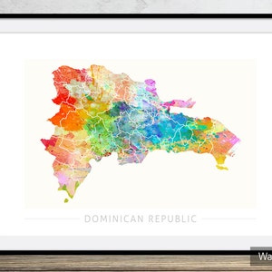 Dominican Republic Map - Country Map - Art Print Watercolor ...
