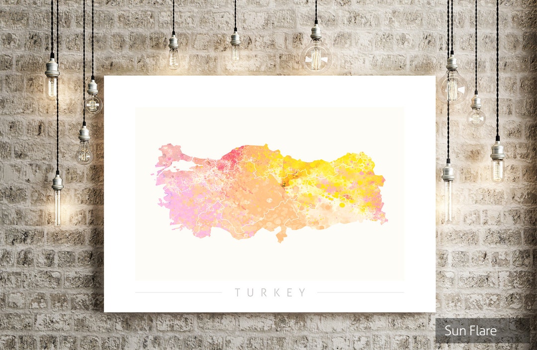 Turkey Map - Country Map of Turkey - Art Print Watercolor Illustration ...