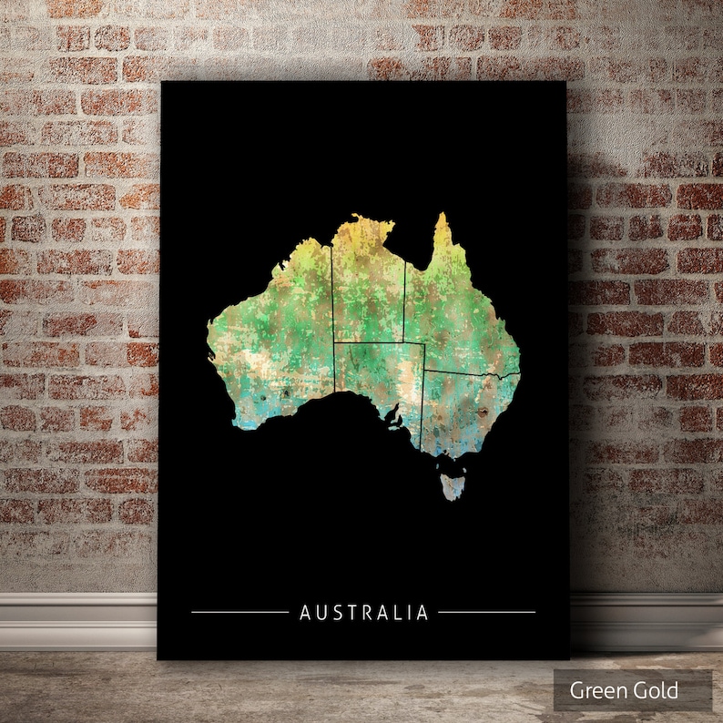Australia Map - Country Map of Australia - Art Print Watercolor ...