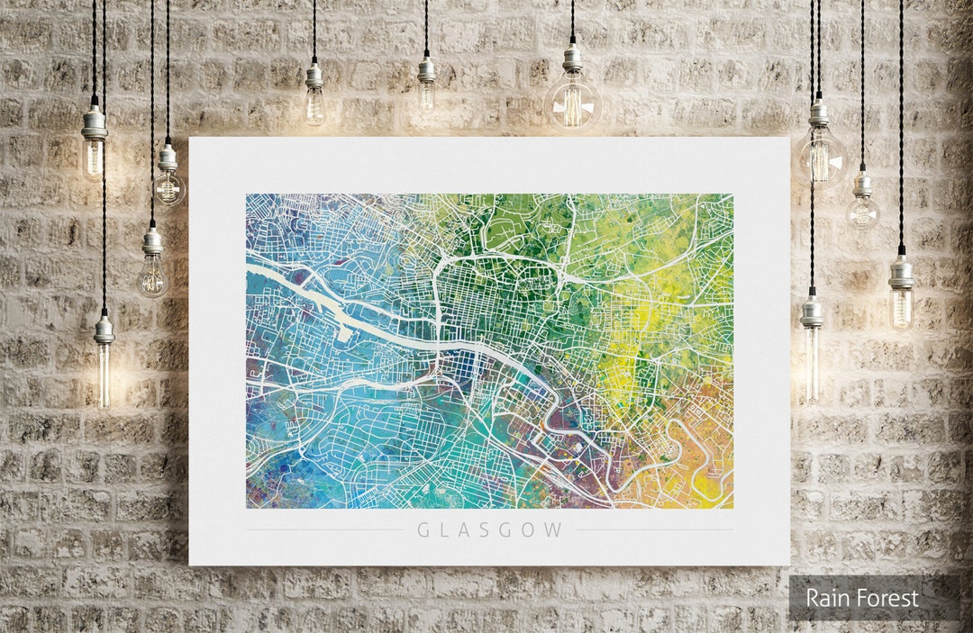 Glasgow Map - City Street Map of Glasgow Scotland - Art Print ...