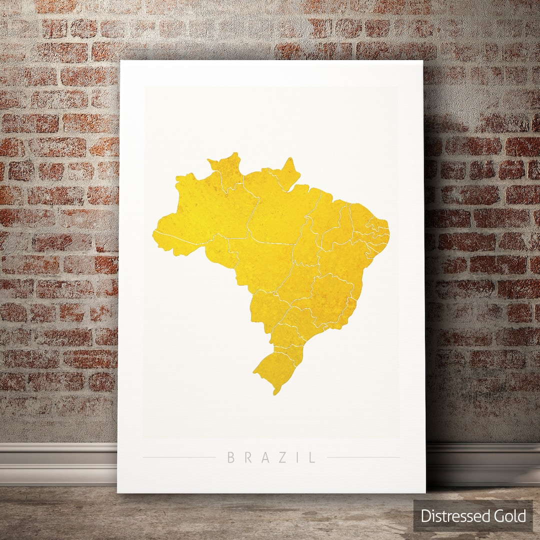 Brazil Map - Country Map of Brazil - Art Print Watercolor Illustration ...