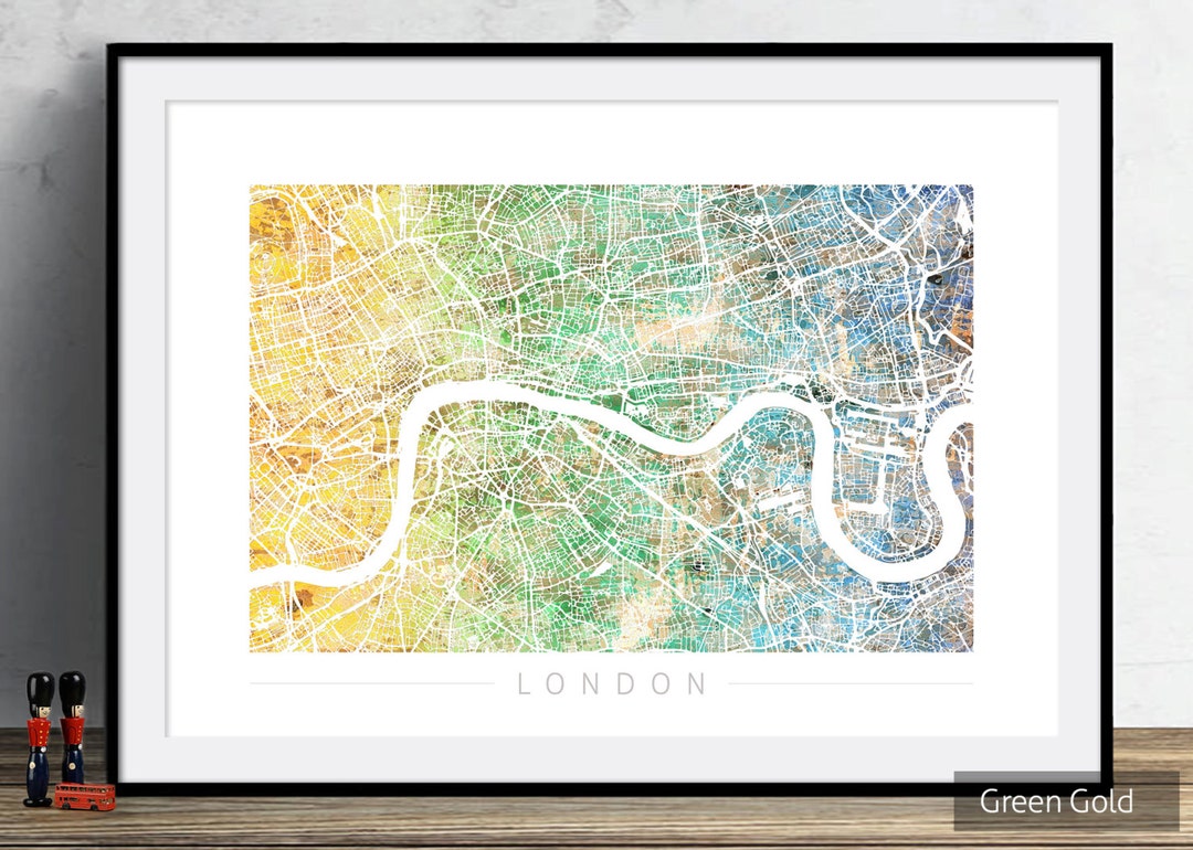 London Map - City Street Map of London England - Art Print Watercolor ...