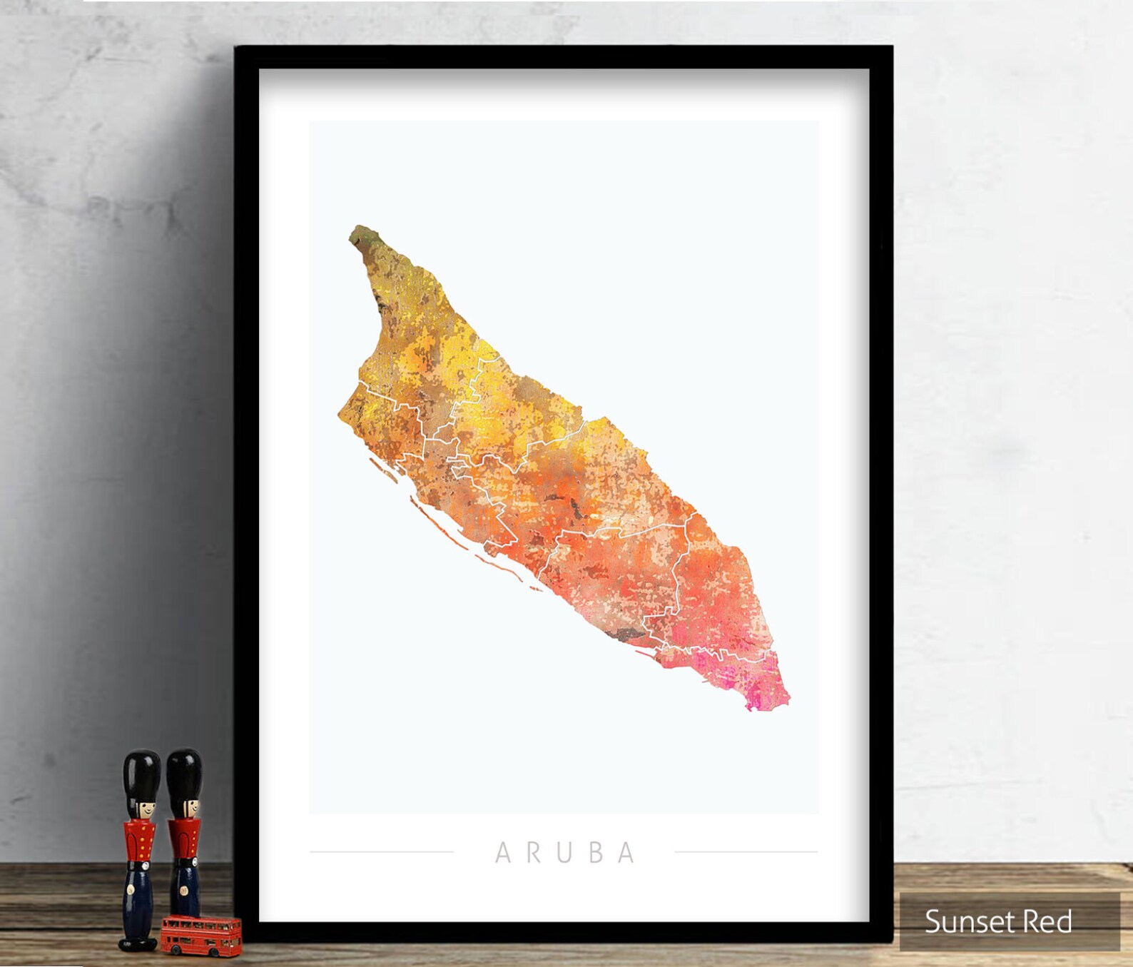 Aruba Map Country Map of Aruba Art Print Watercolor - Etsy