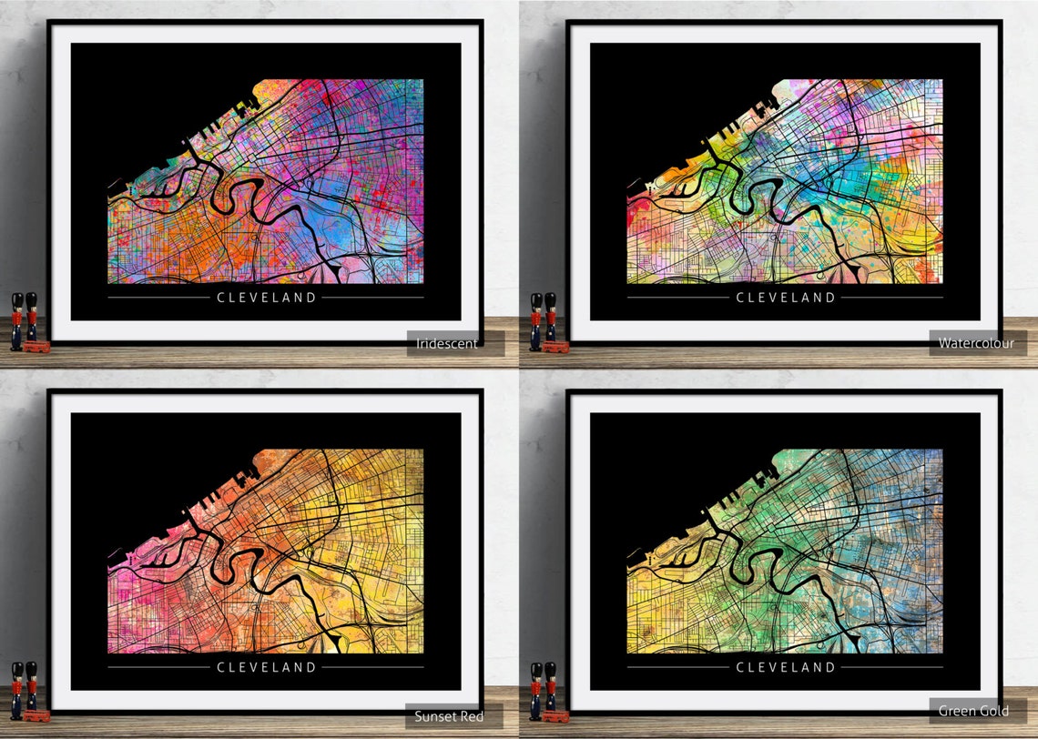 Cleveland Map - City Street Map of Cleveland, Ohio - Art Print ...