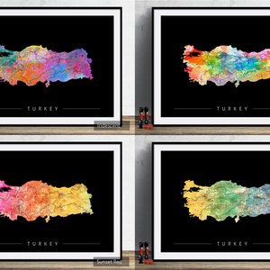 Turkey Map - Country Map of Turkey - Art Print Watercolor Illustration ...